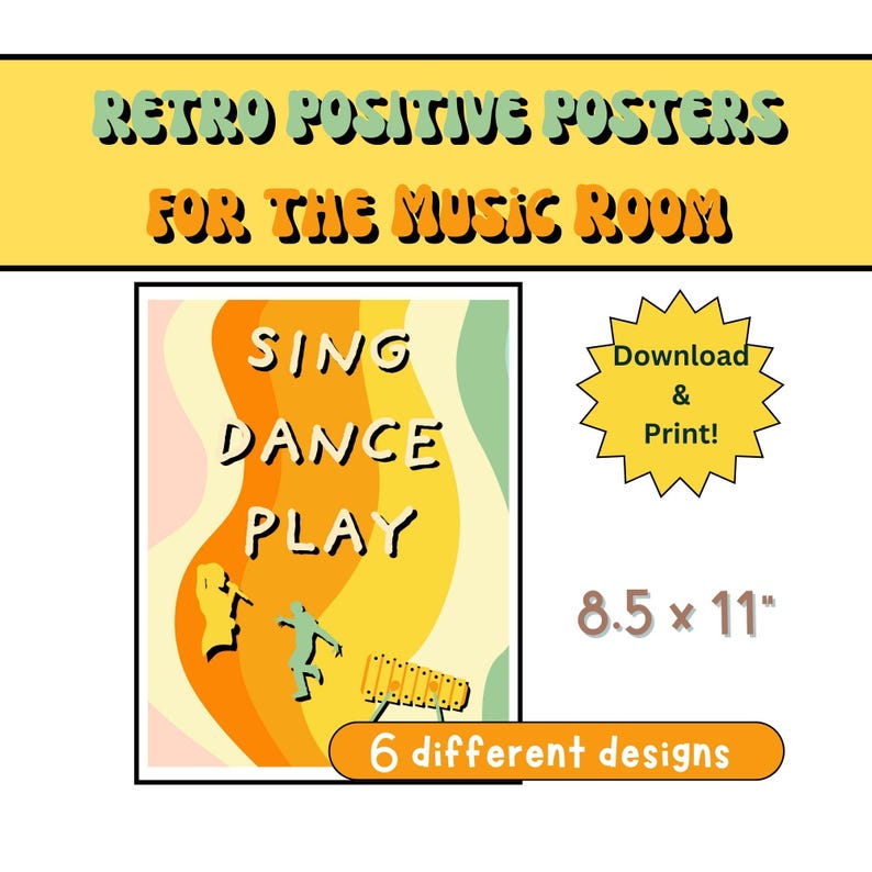 Colorful Retro Posters for the Music Room | Printable Inspirational ...