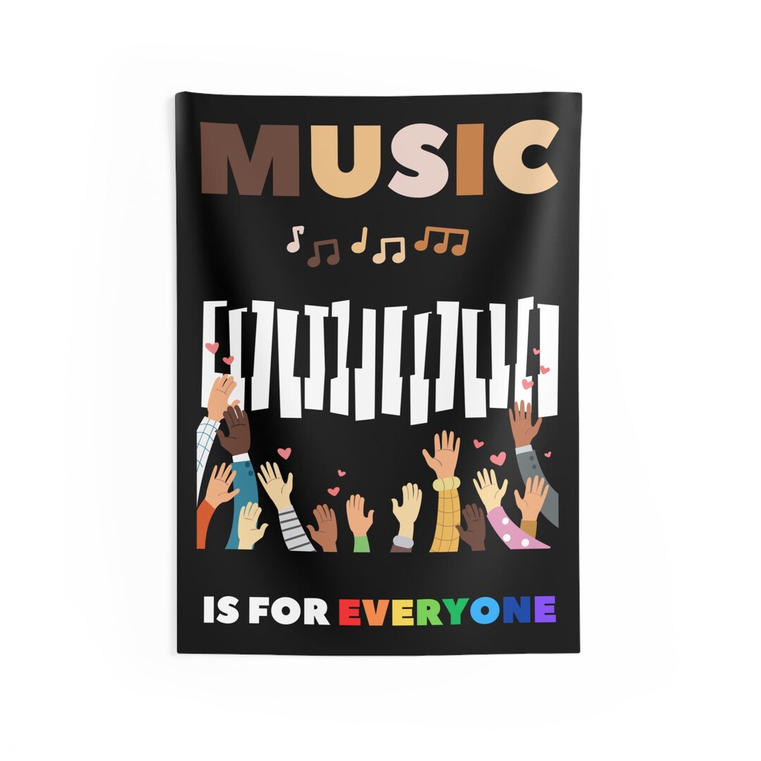 Indoor Wall Tapestry for Music Classroom Inclusive Diversity Banner for ...