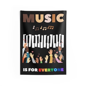 Indoor Wall Tapestry for Music Classroom Inclusive Diversity Banner for ...