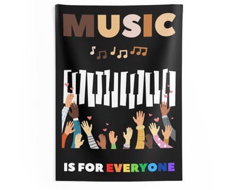 Indoor Wall Tapestry for Music Classroom Inclusive Diversity Banner for ...