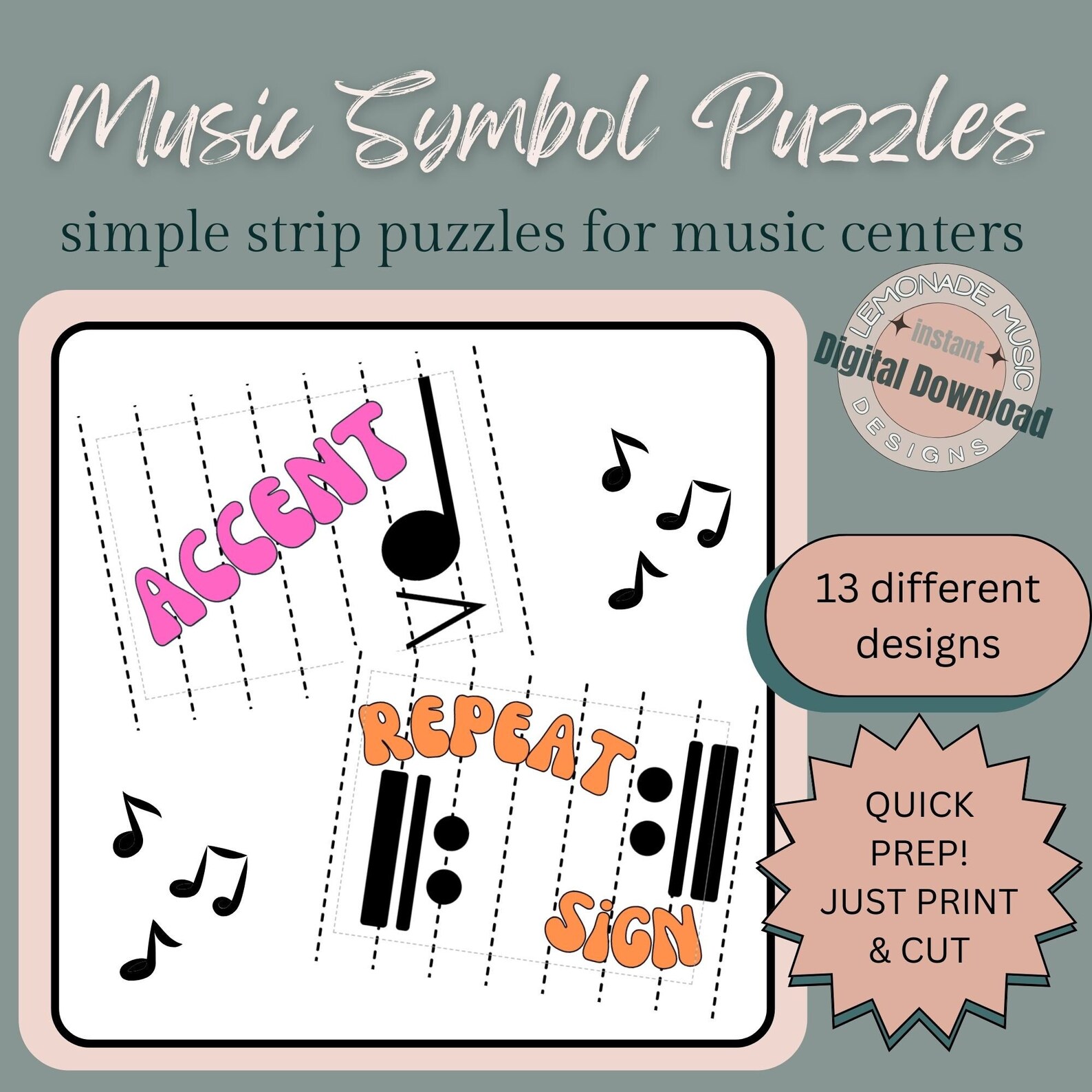 Musical Symbol Puzzles for Elementary Music, Music Centers Activity ...