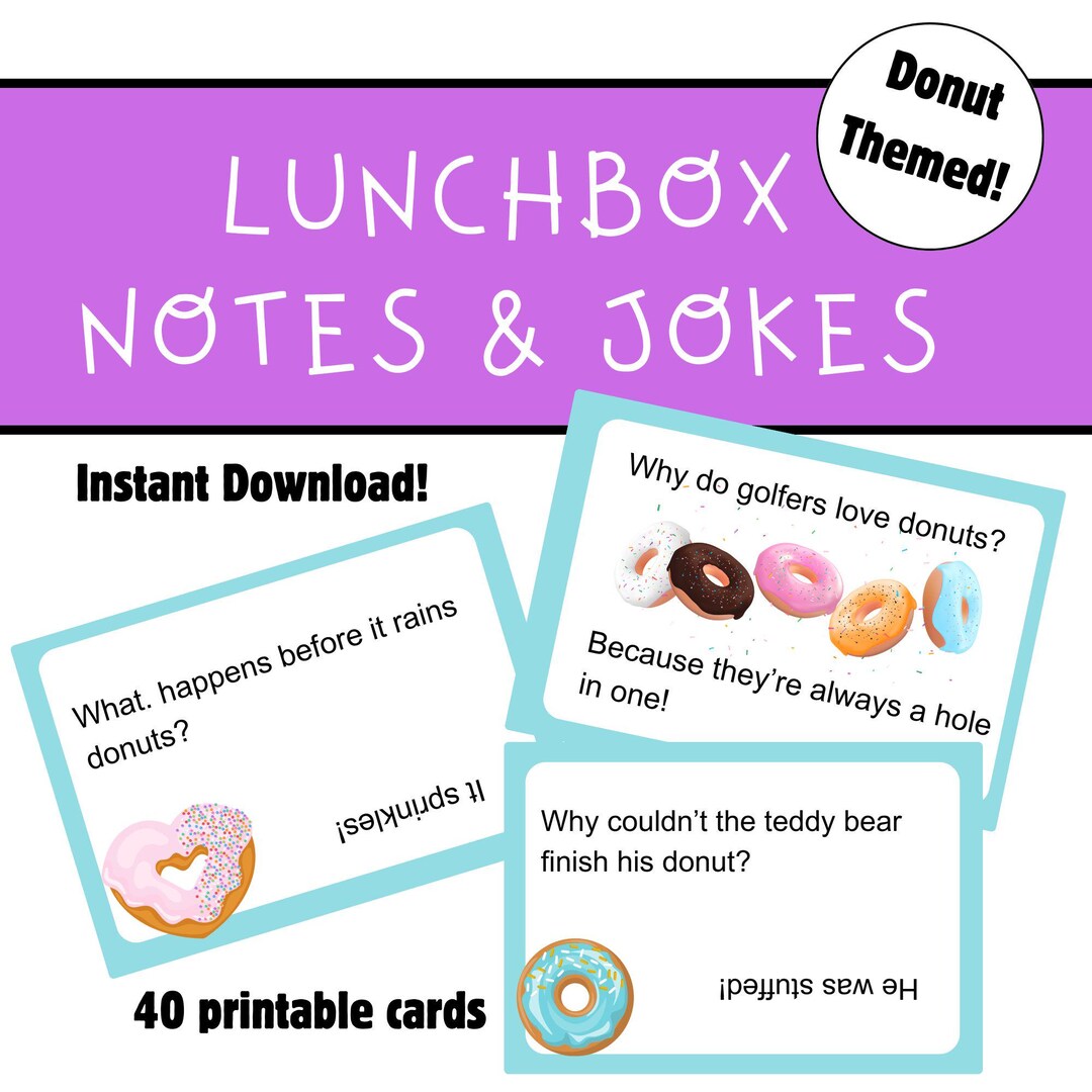 Printable Lunchbox Notes and Jokes for Kids | Donut Theme Jokes for ...