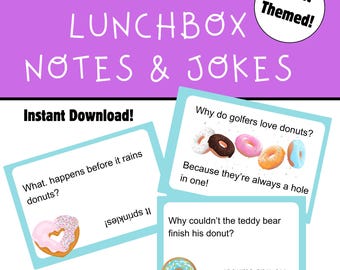 Printable Lunchbox Notes and Jokes for Kids | Donut Theme Jokes for ...
