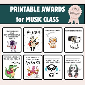 Printable Awards for Elementary Music | General Music Class Awards ...