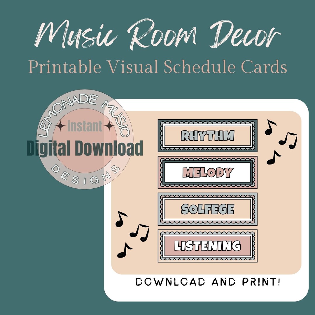 Music Room Visual Schedule Cards, Printable Elementary Music Room Decor ...