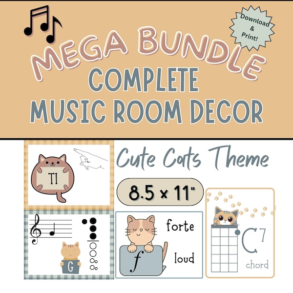 Music Symbols Printable Music Room Decor Retro Theme Music Posters for ...