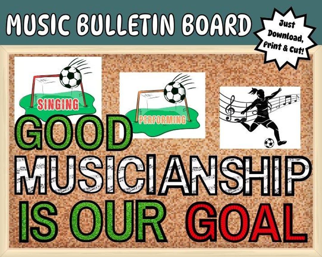 Music Room Bulletin Board Soccer Theme Music Skills Printable Bulletin ...