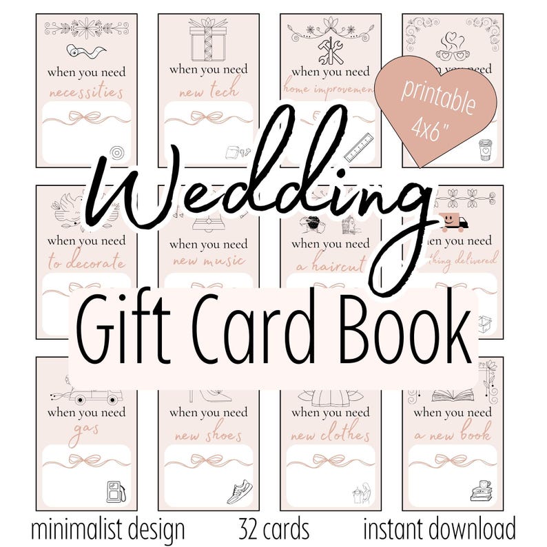 Printable Wedding Gift Card Book | Newlywed Gift Minimalist Design ...