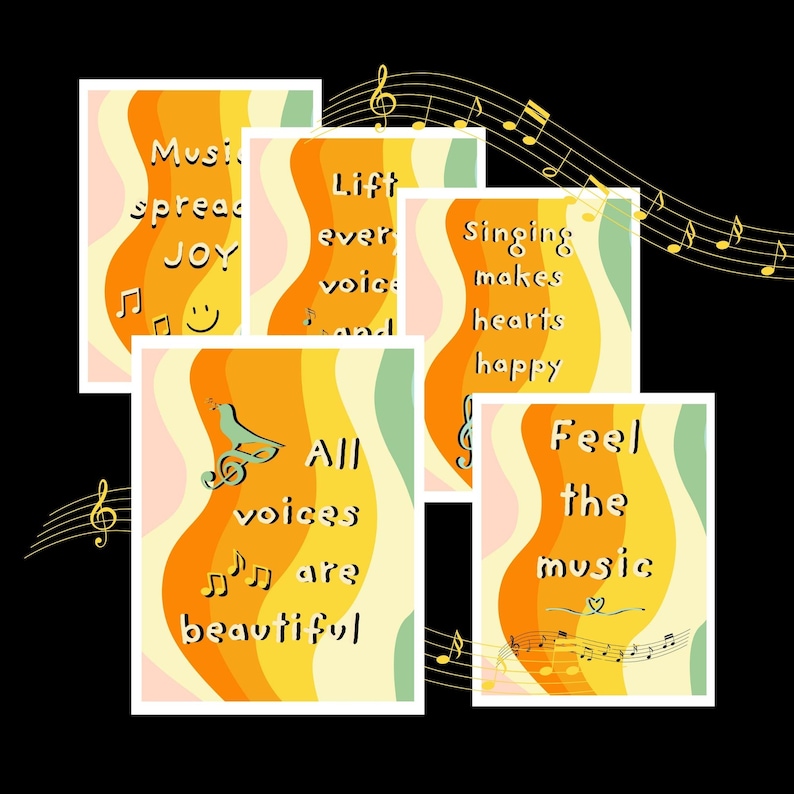 Colorful Retro Posters for the Music Room Printable Inspirational Signs ...