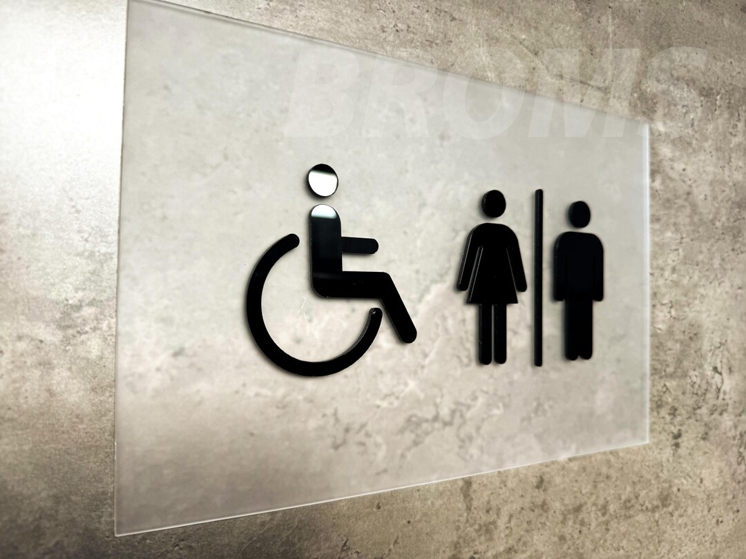 Acrylic Bathroom Signs 8"x12", Restroom Door Signs, Toilet Door Plaques ...
