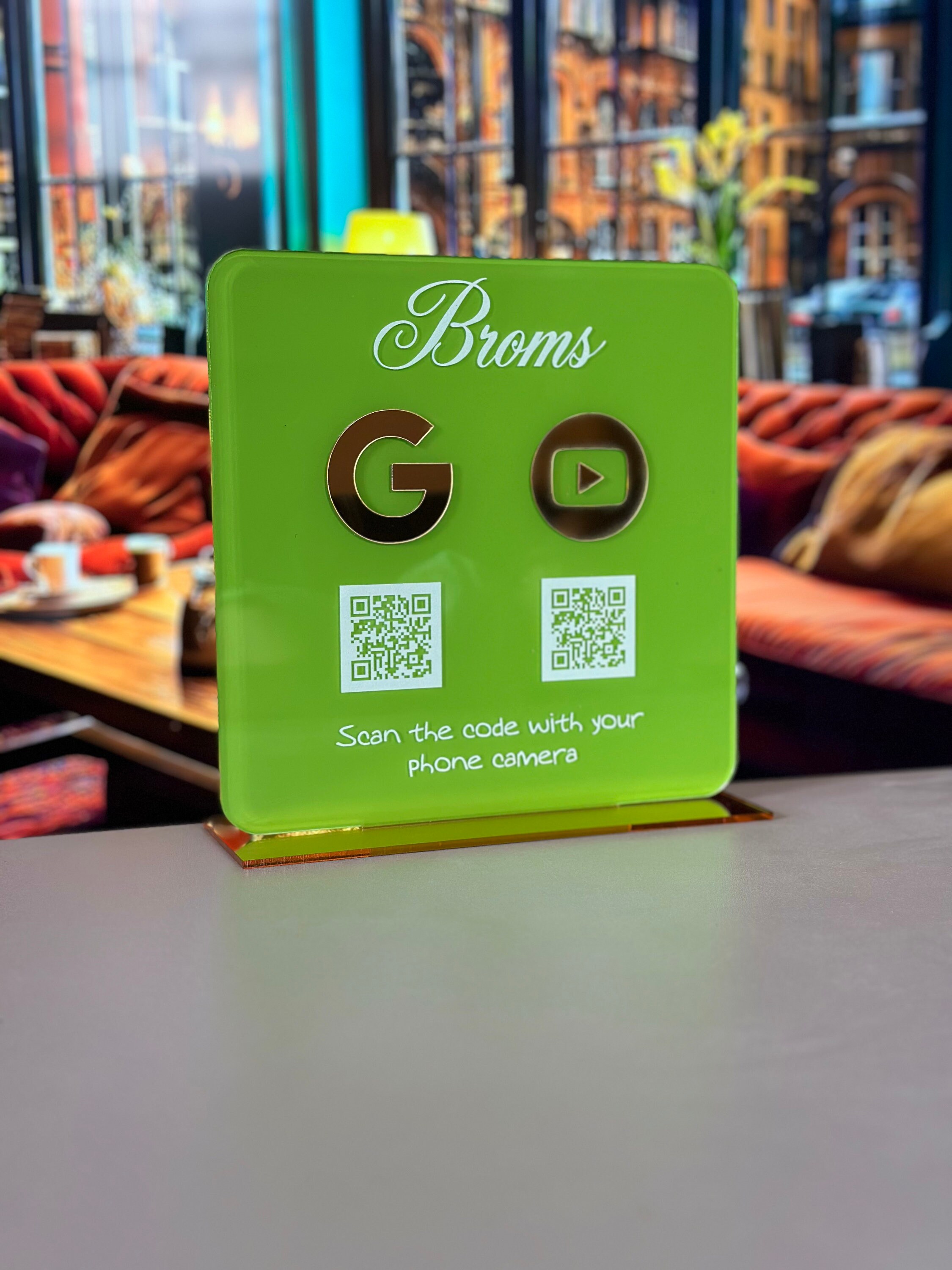 Multi QR Code Business Social Media Sign, Custom Logo Acrylic Sign ...