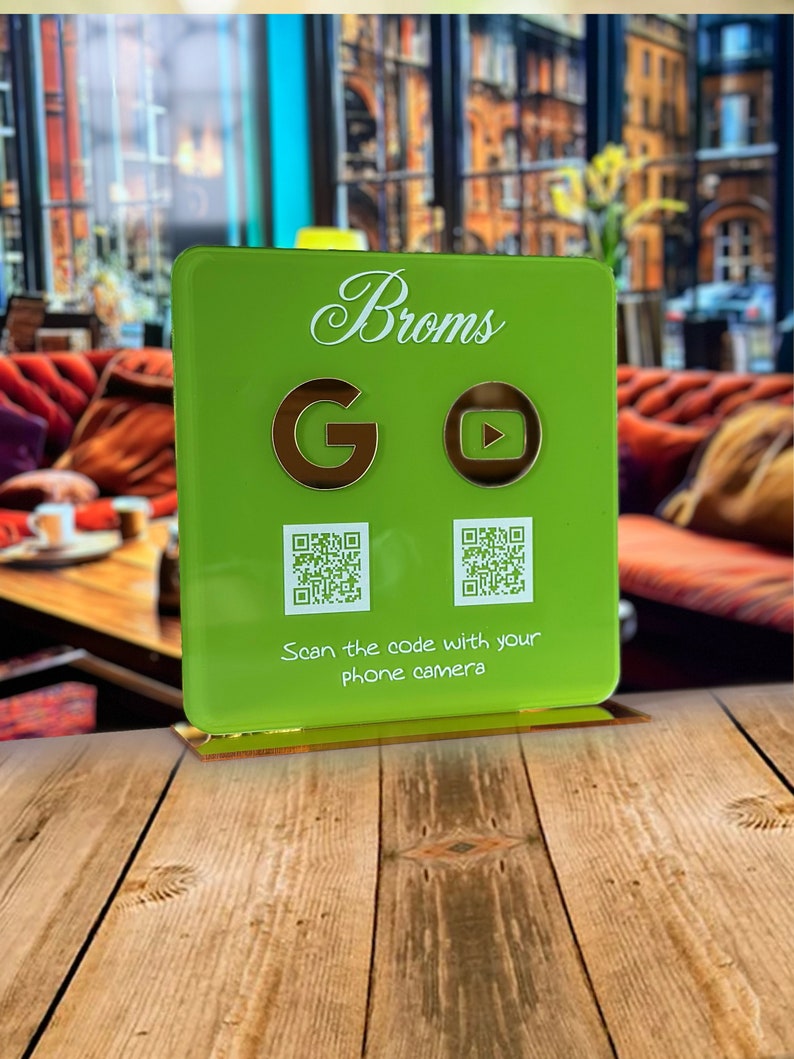 Multi QR Code Business Social Media Sign, Custom Logo Acrylic Sign ...
