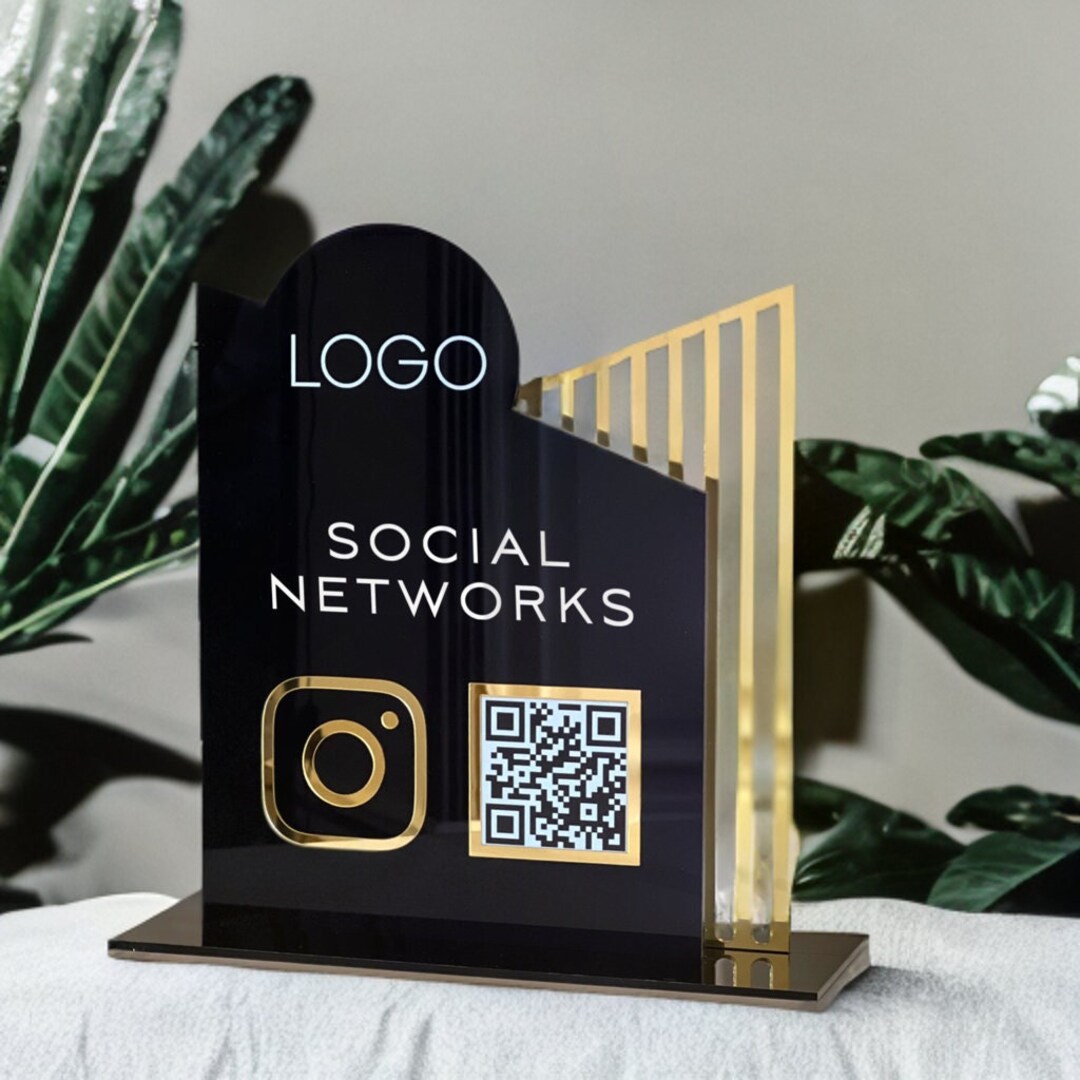 Acrylic QR Stands, Connect Wifi QR, Social Media Display Sign, Payment ...