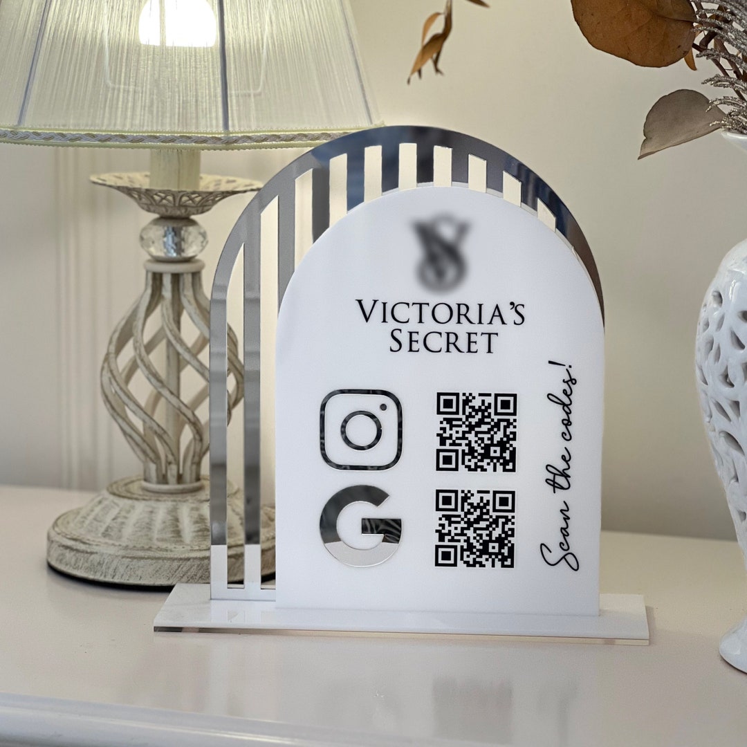 Acrylic Social Media Sign, Multi QR Code, Let's Connect Qr Code Stand ...