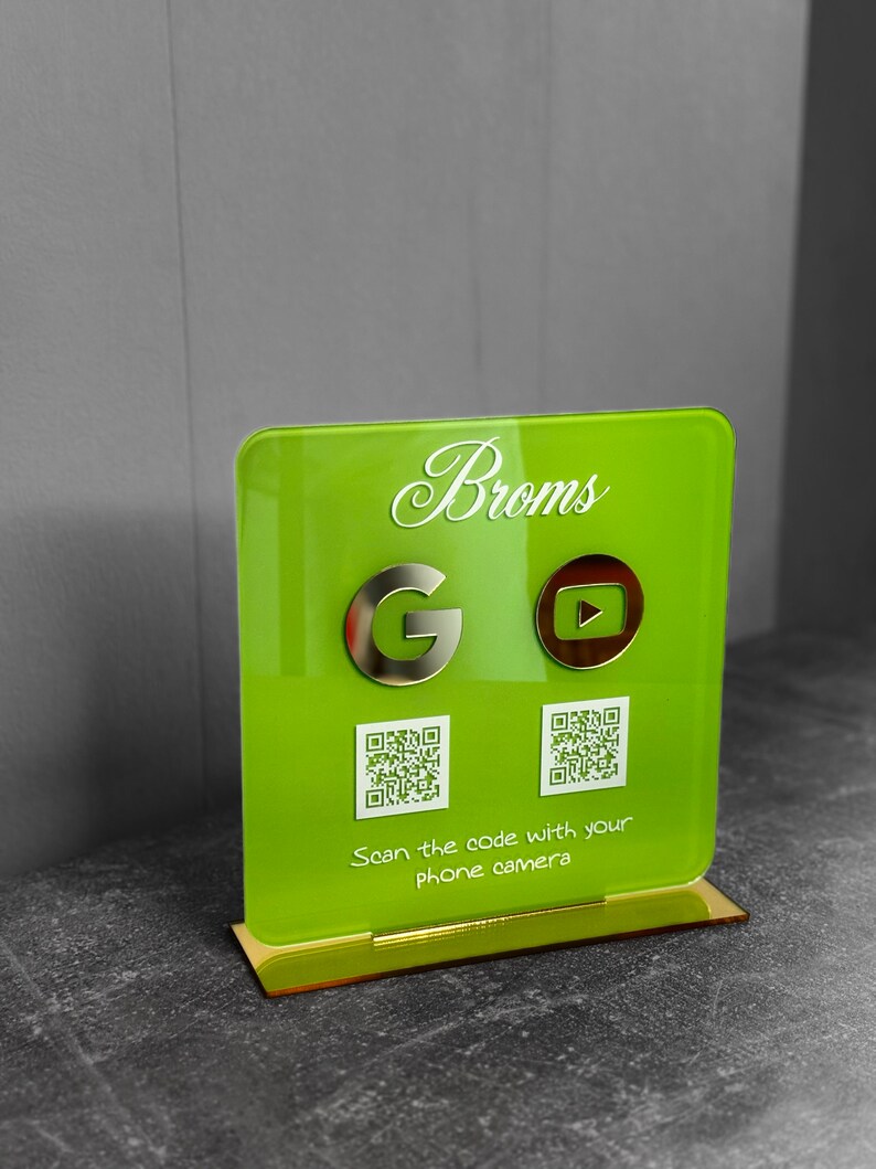 Multi QR Code Business Social Media Sign, Custom Logo Acrylic Sign ...