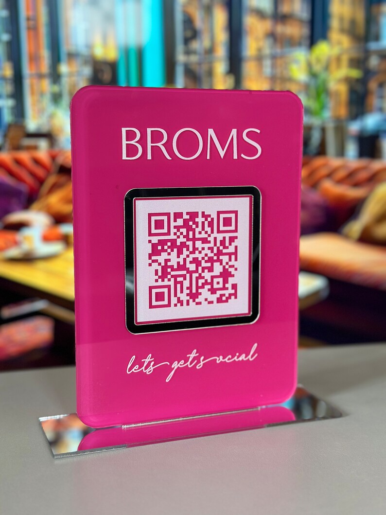 Social Media QR Code Sign, Custom Logo Acrylic Sign, Web Social Media ...