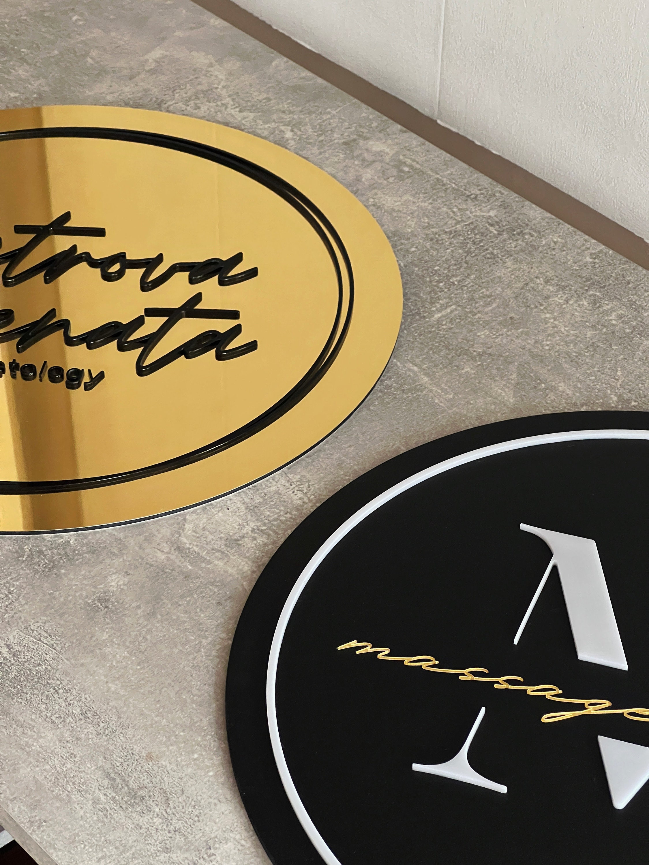 Luxurious Round Logo 3D Sign Custom Acrylic Business Office Storefront ...