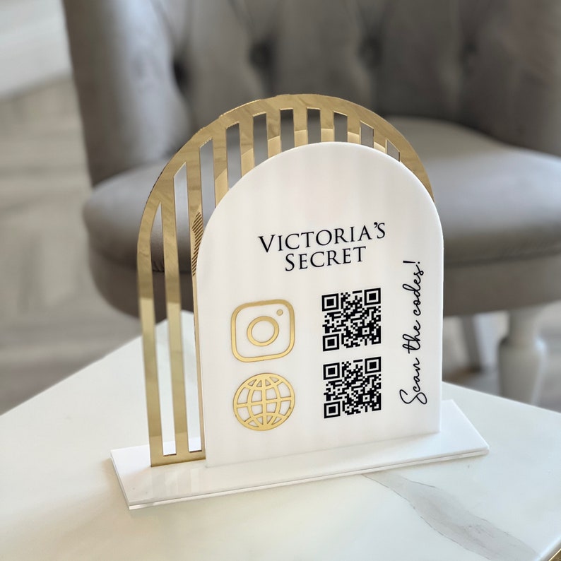 Customizable Gold QR Code Sign: Social Media Display for Business - Etsy