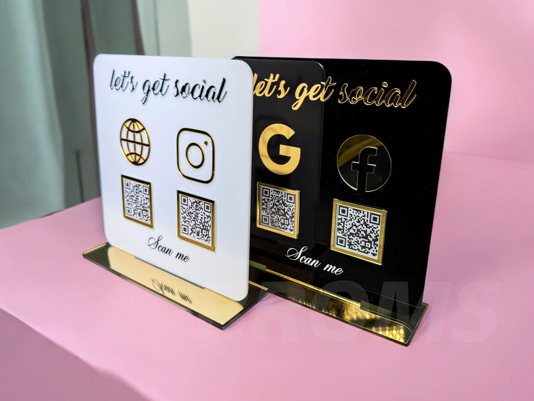 QR Code Display Sign Acrylic, Multi QR Code Social Media Sign, Custom ...