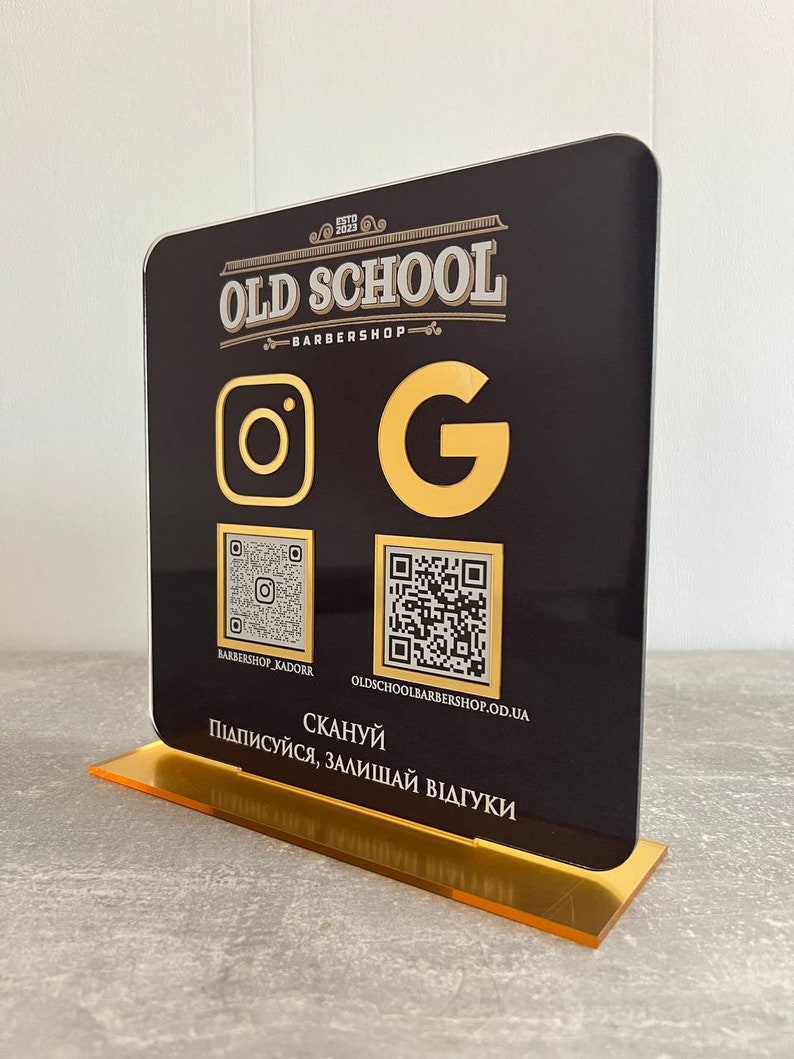 Multi QR Code Business Social Media Sign, Custom Logo Acrylic Sign ...