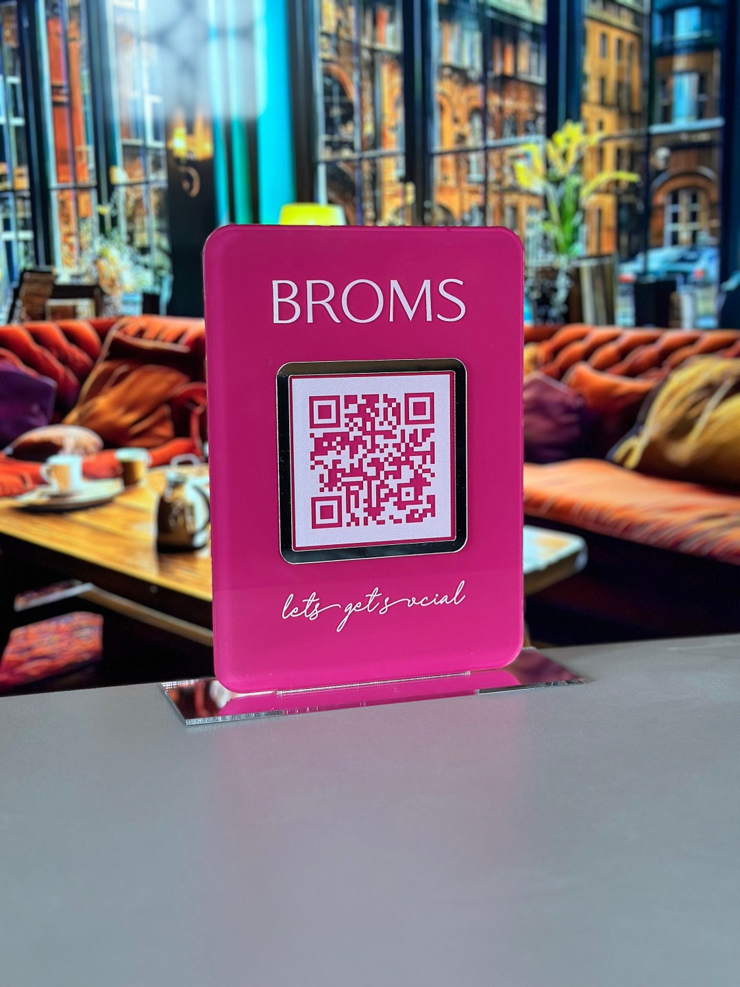 Social Media QR Code Sign, Custom Logo Acrylic Sign, Mini QR Code Sign ...