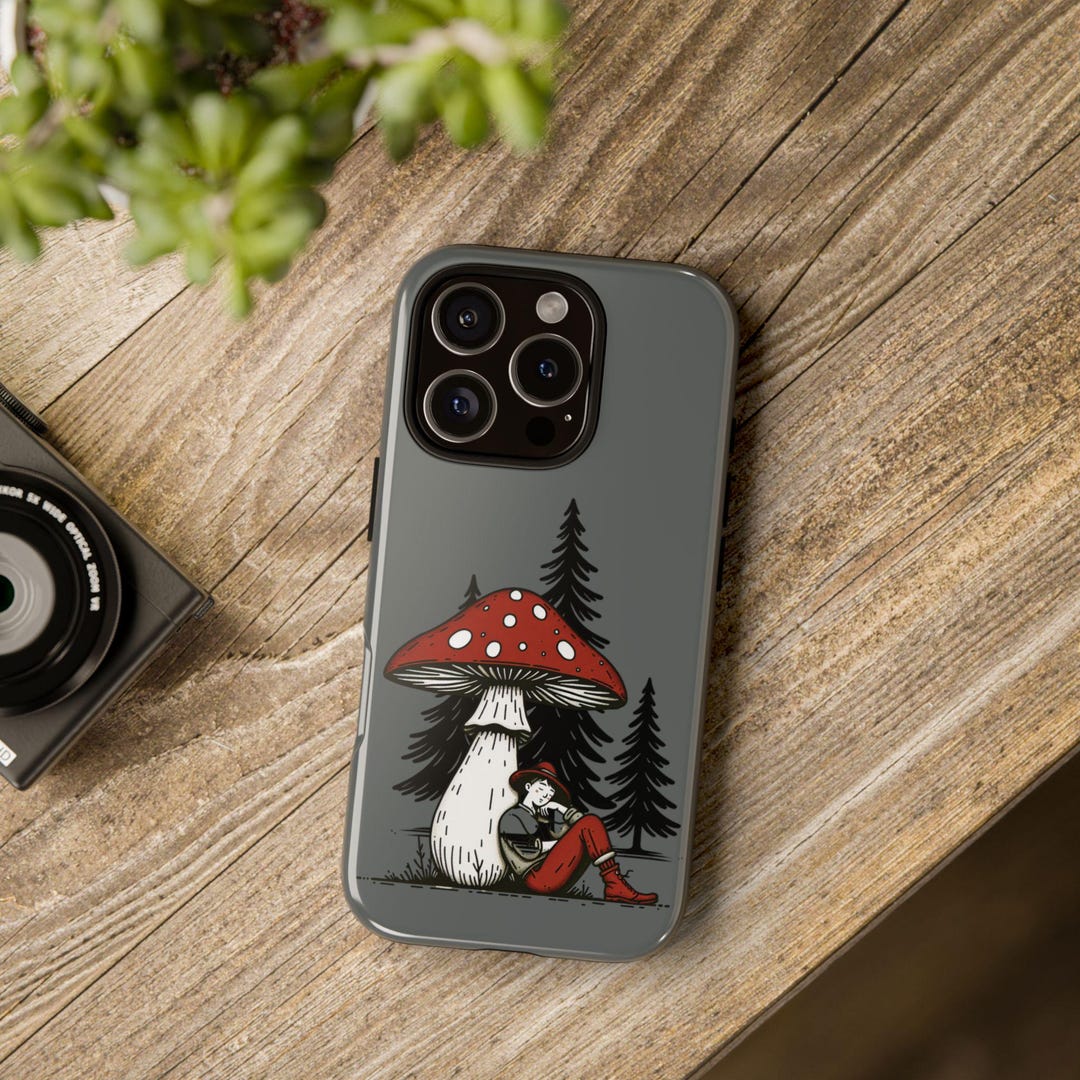 Sleepy Mushroom Tough Cases, Cute Fungi Phone Cover, Protective Phone ...