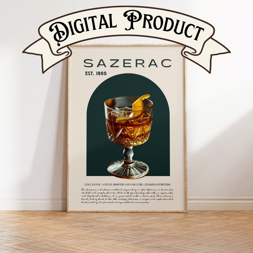 Sazerac, Last Minute Gift, French Quarter Art, Bartender Gift ...