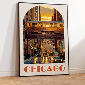 Chicago Wall Art, Chicago Print Gift, Retro Chicago Poster, Chicago ...