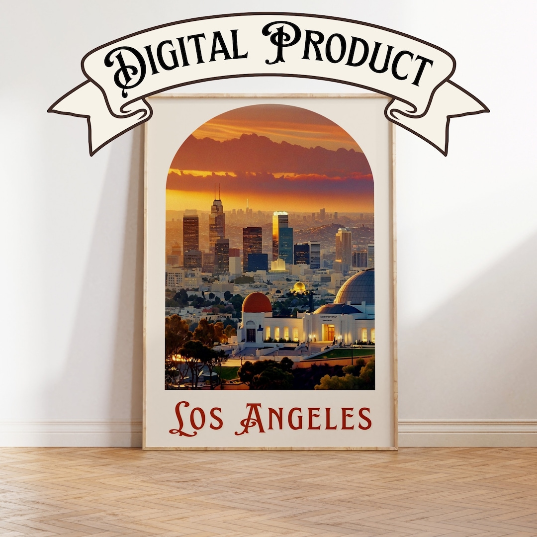 Los Angeles Print, California Print, Digital Download Art, Retro LA ...