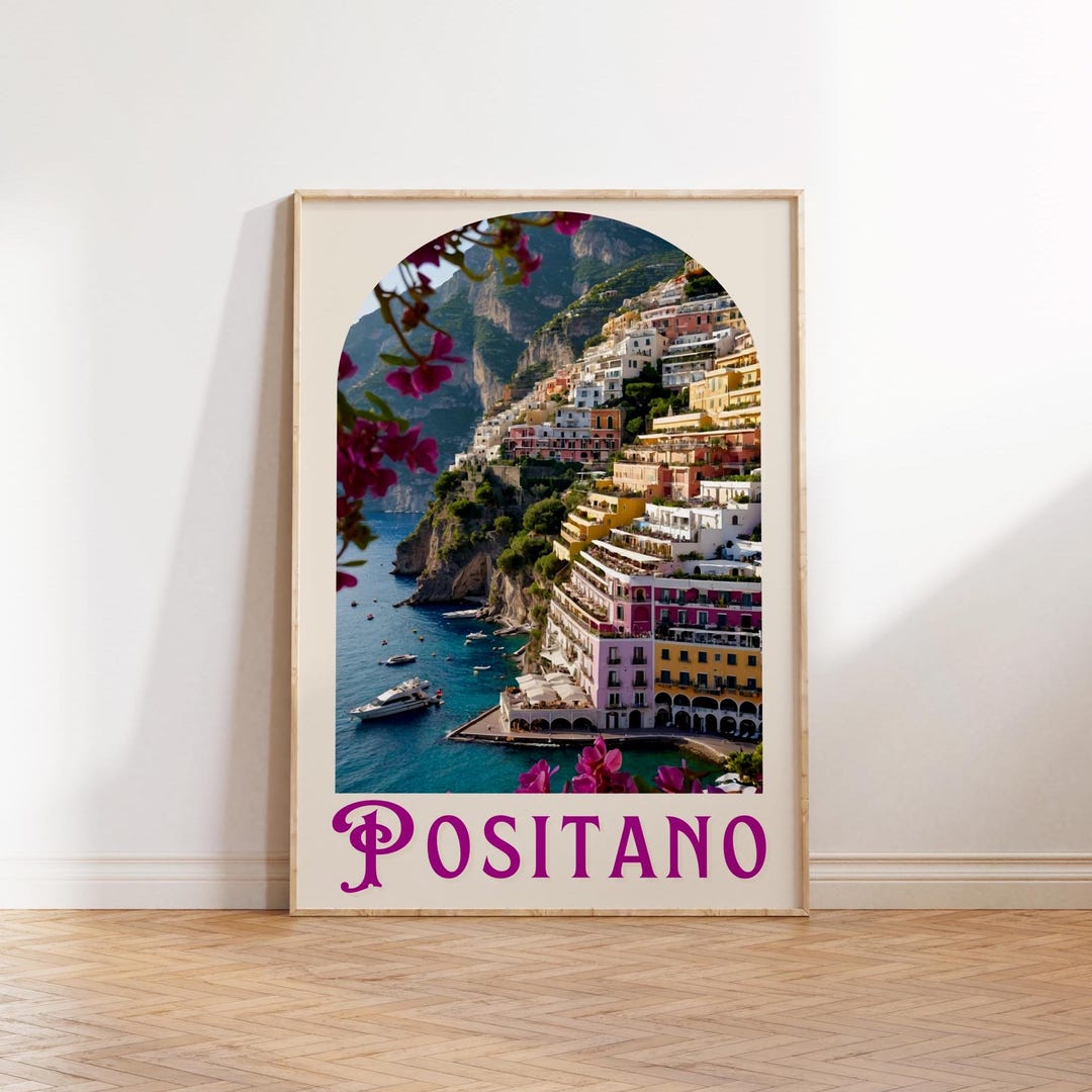Positano Wall Art, Positano Print, Gift for Nonna, Italian Beach Wall ...