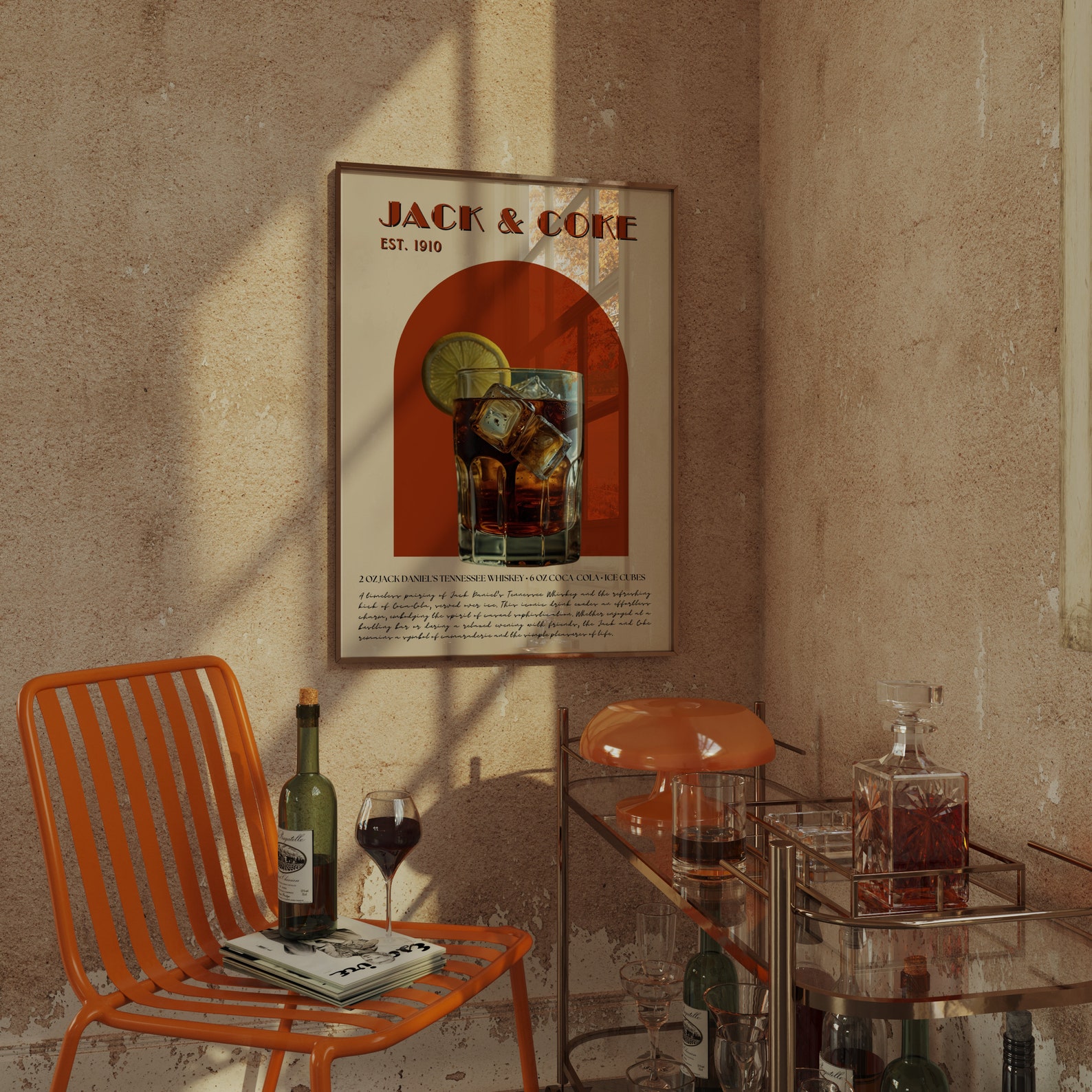 Jack & Coke Print, Classic Cocktail Bar Wall Art, Bar Cart Art Prints ...