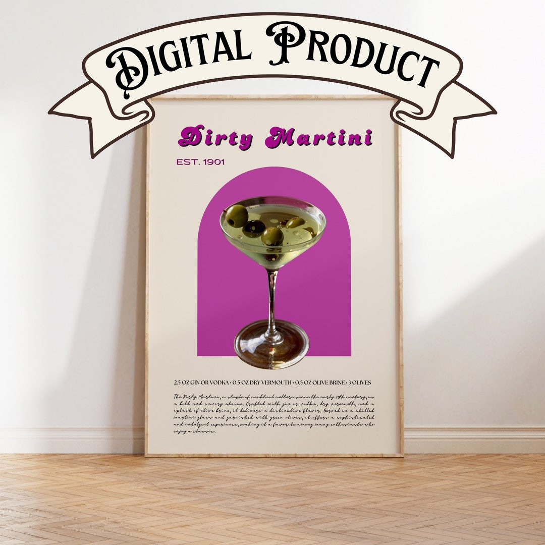 Dirty Martini Art Print, Last Minute Gift, Bar Cart Decor, Cocktail Art ...