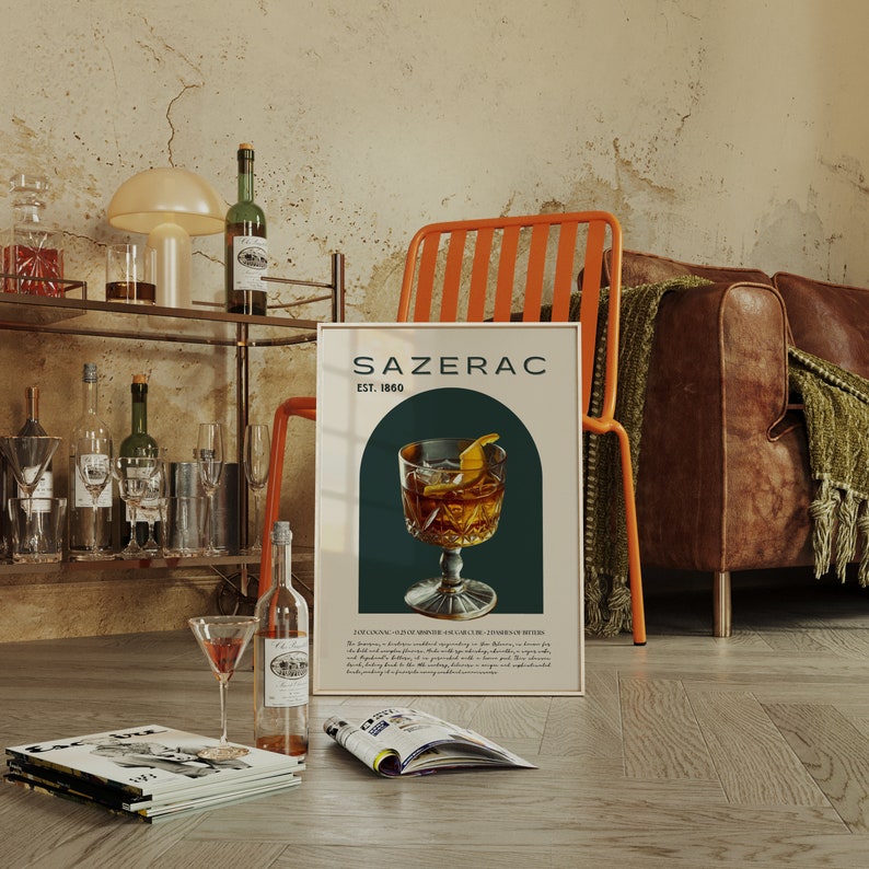Sazerac, Last Minute Gift, French Quarter Art, Bartender Gift ...