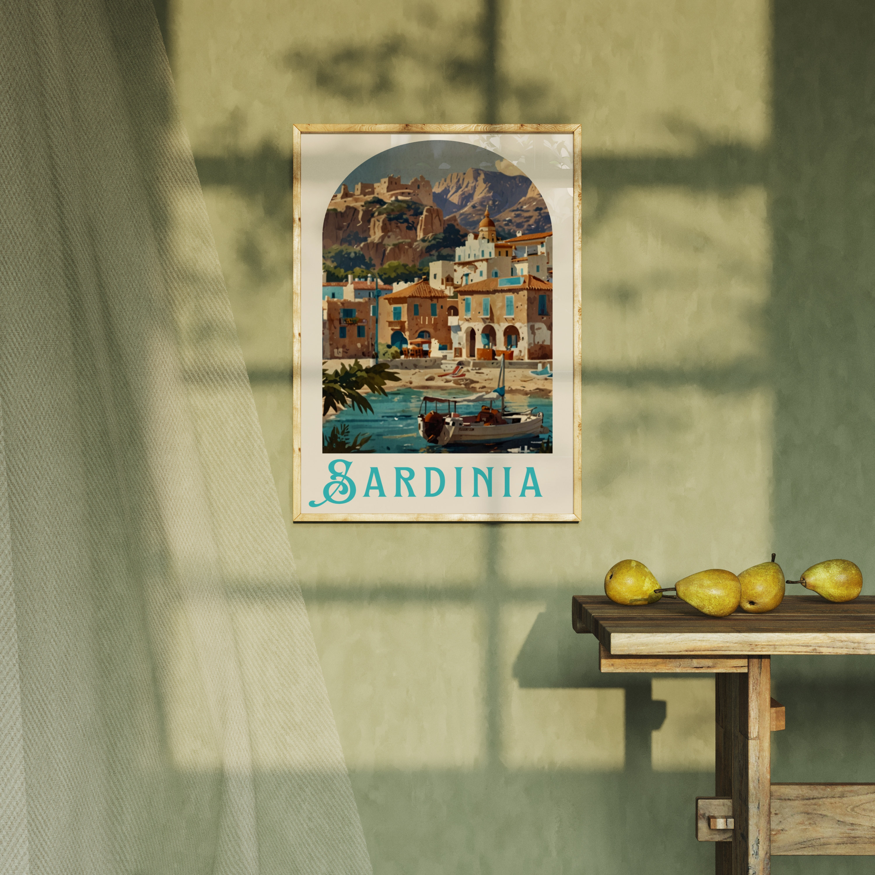 Sardinia Retro Poster, Travel Wall Art, Sardegna Wall Art, Island Wall ...