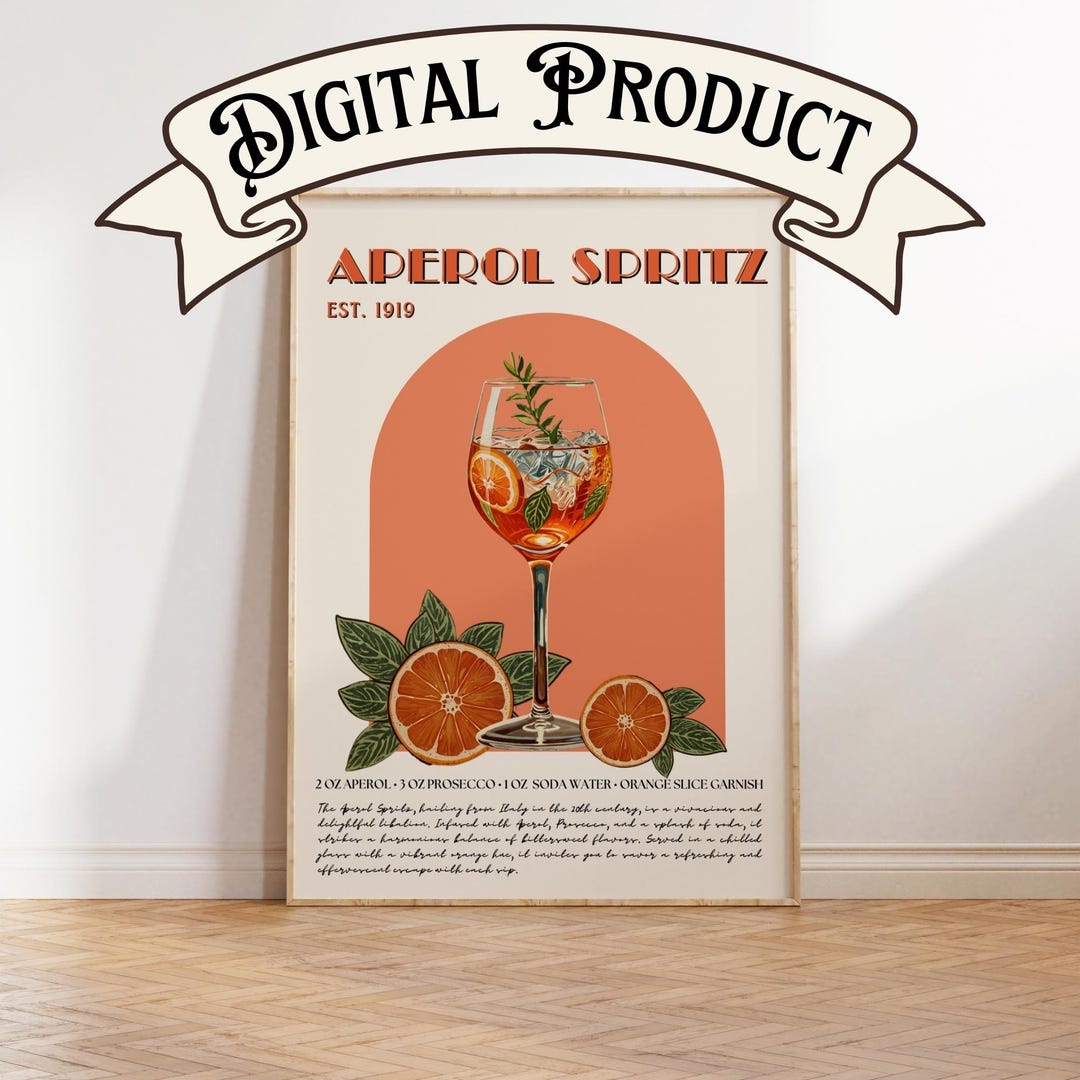 Aperol Spritz Digital Print, Last Minute Gift, Aperol Spritz, Classic ...