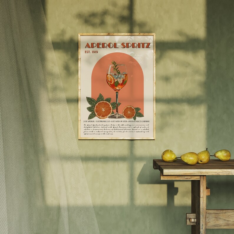 Aperol Spritz Print, Aperol Spritz Poster, Classic Cocktail Bar Wall ...