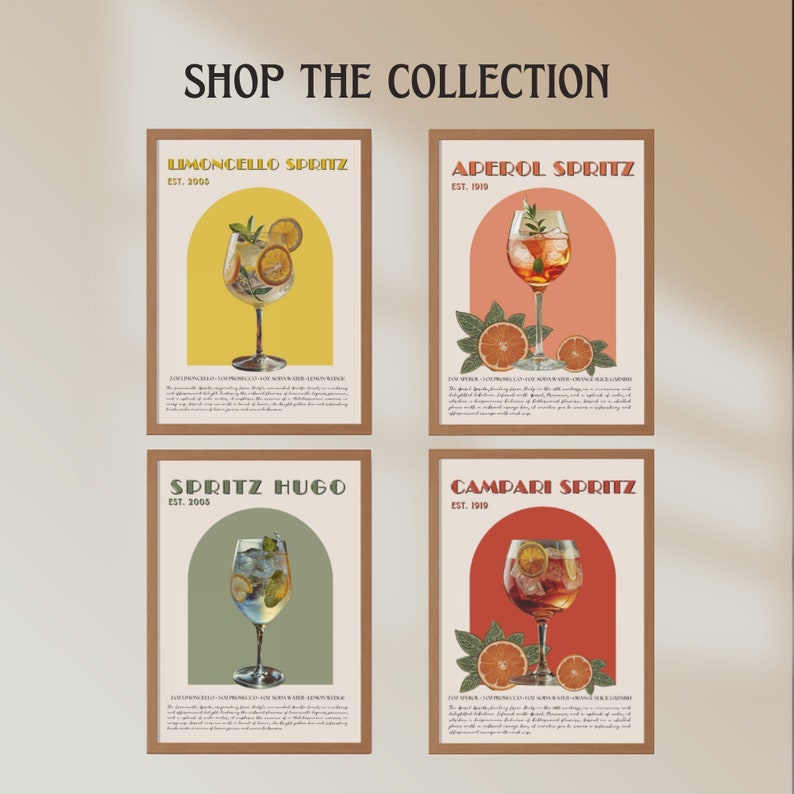 Campari Spritz Print, Campari Spritz Poster, Classic Cocktail Bar Wall ...
