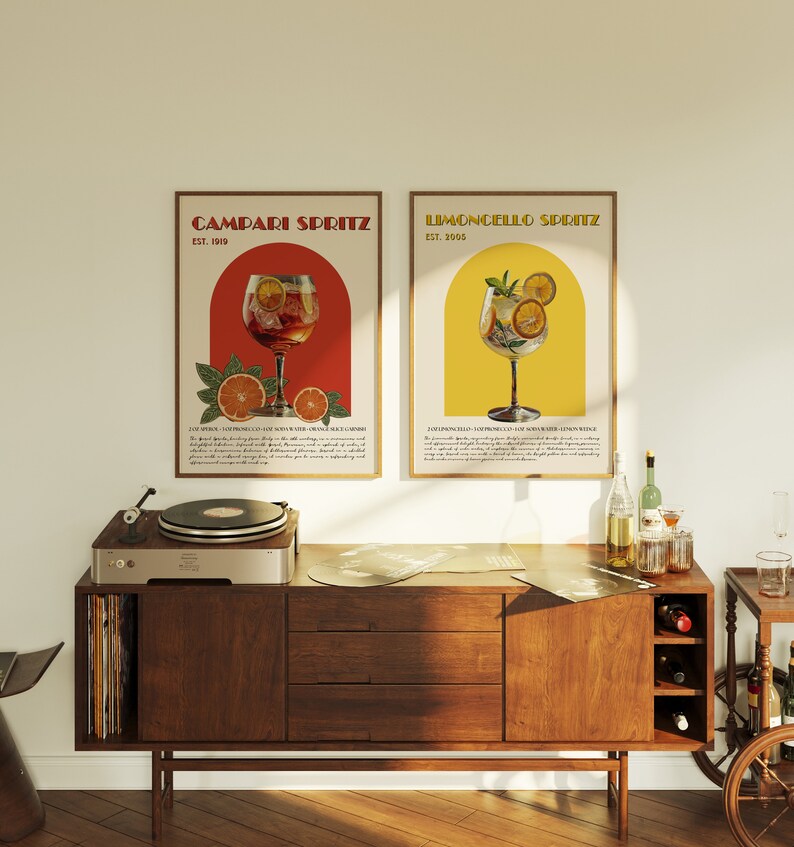 Campari Spritz Print, Campari Spritz Poster, Classic Cocktail Bar Wall ...