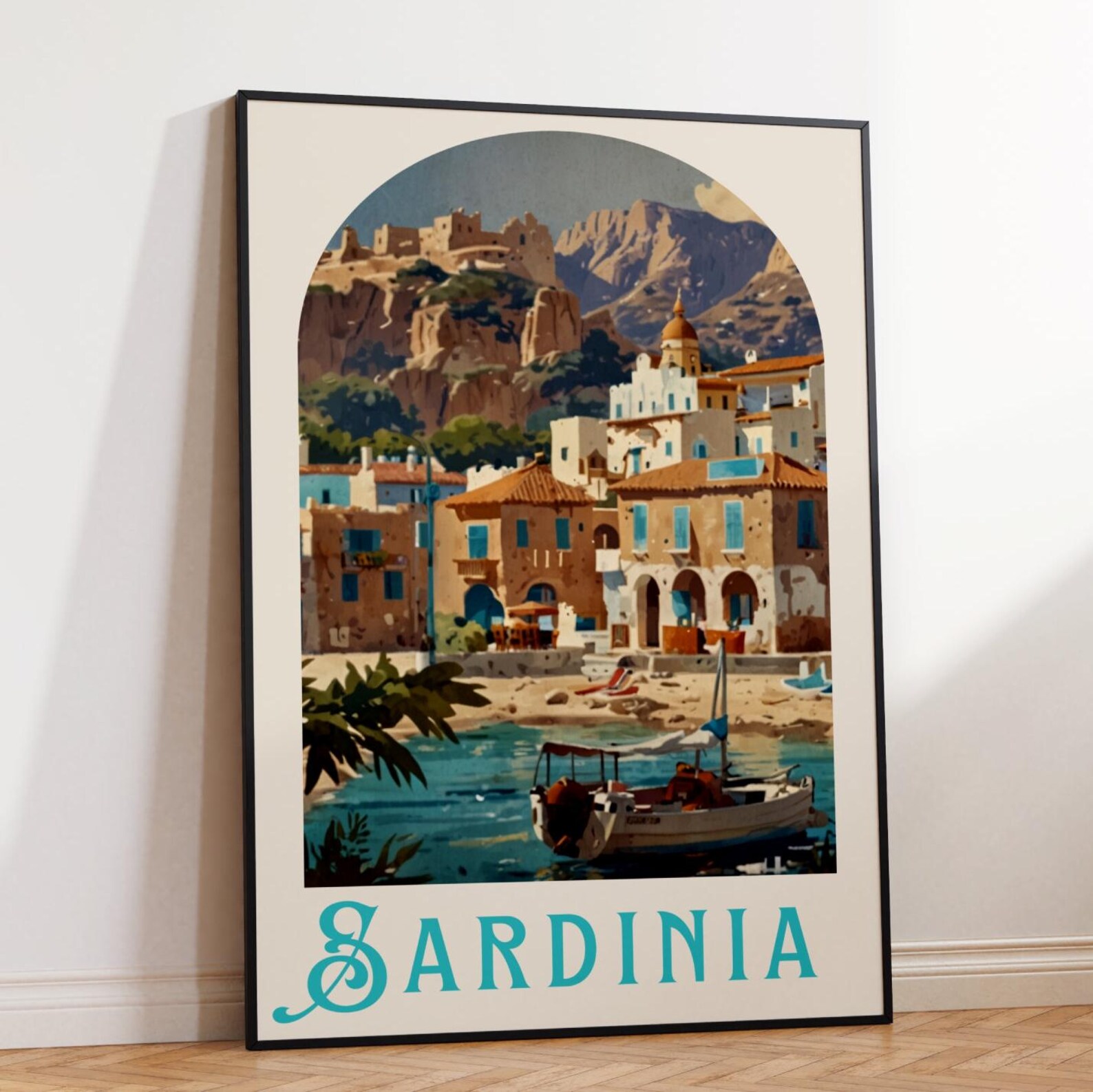 Sardinia Retro Poster, Travel Wall Art, Sardegna Wall Art, Island Wall ...