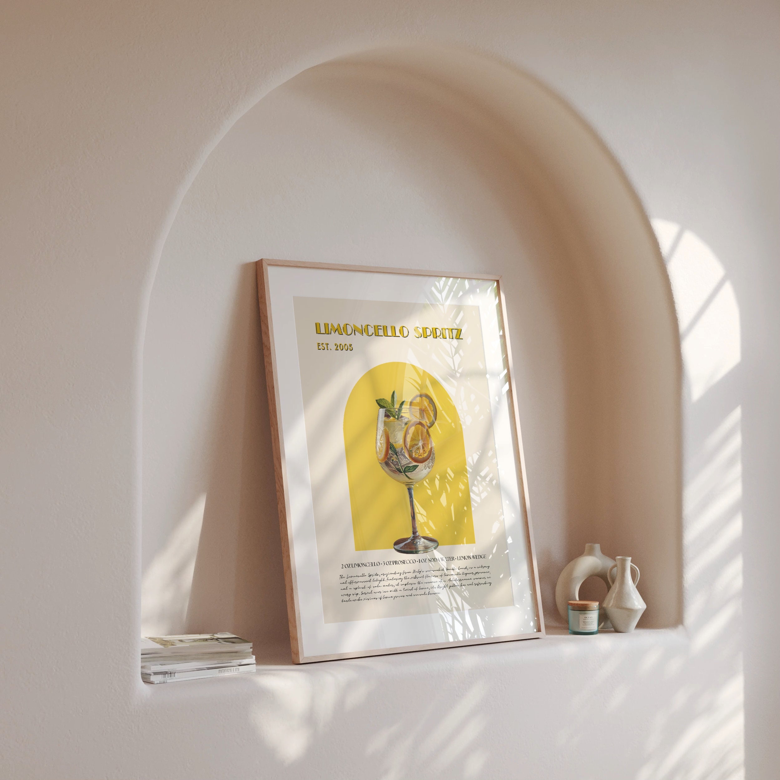 Limoncello Spritz Cocktail Poster - Italian Aesthetic Bar Cart Wall Art ...