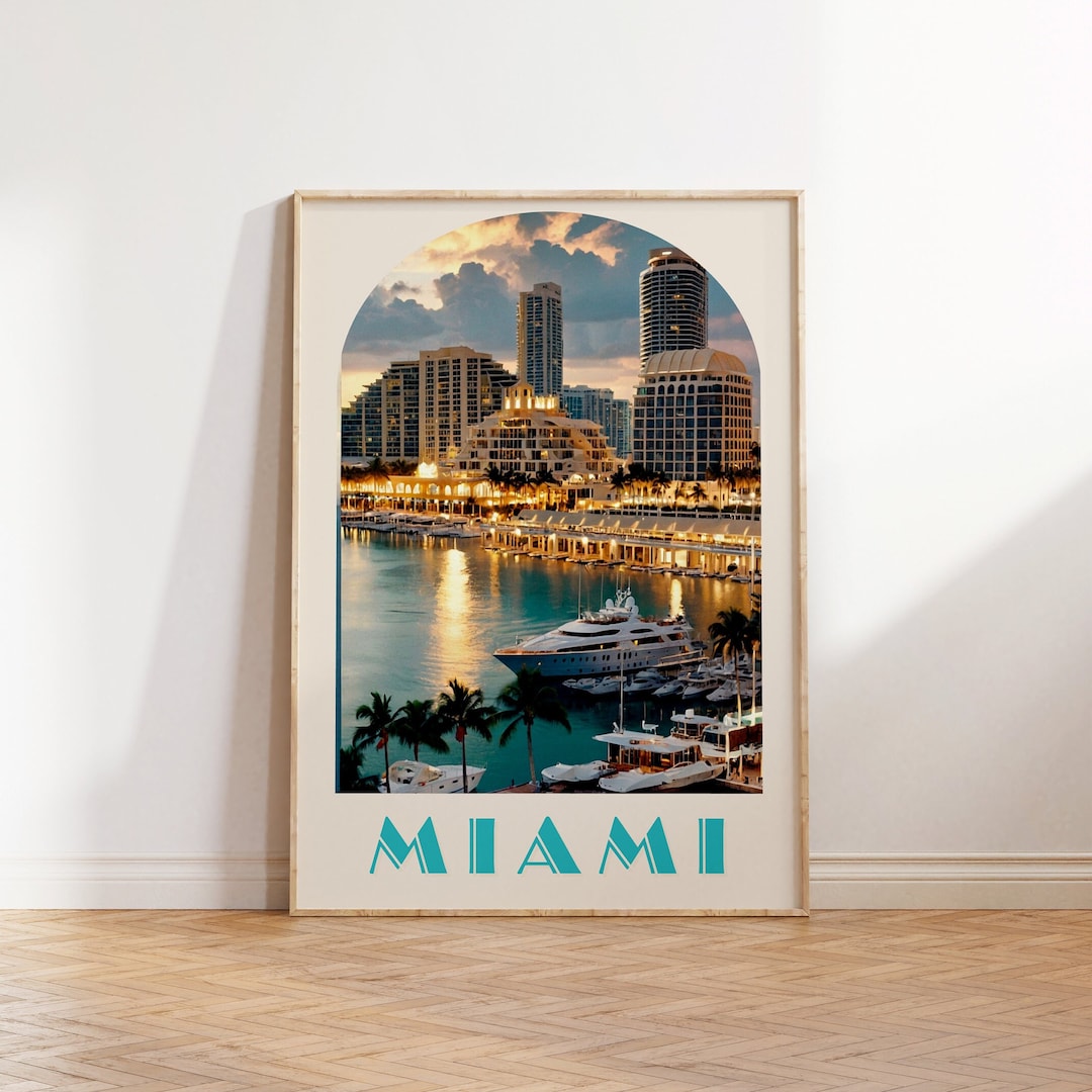 Miami Wall Art, Retro Miami Poster, Miami Poster, Miami Art, Miami Gift ...
