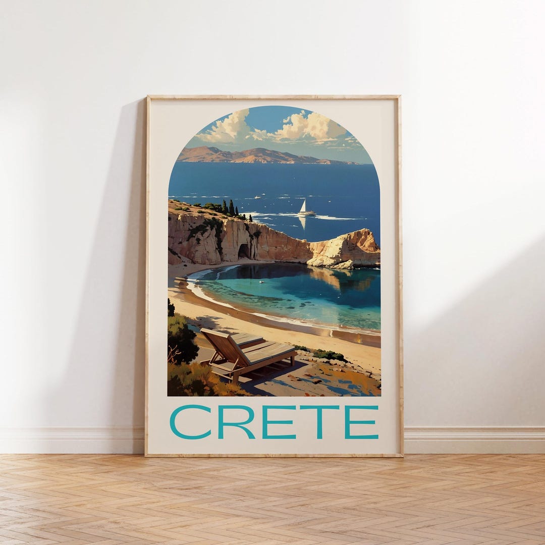 Crete Wall Art, Retro Crete Poster, Crete Gift, Bar Cart Decor ...