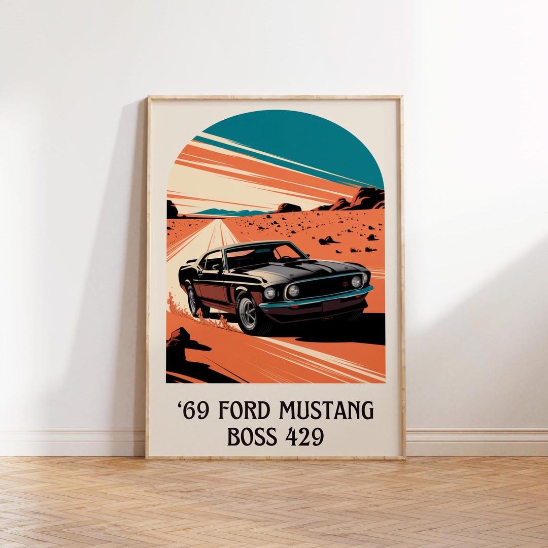 69 Ford Mustang, Ford Mustang Poster, Gifts for Him, Ford Mustang ...