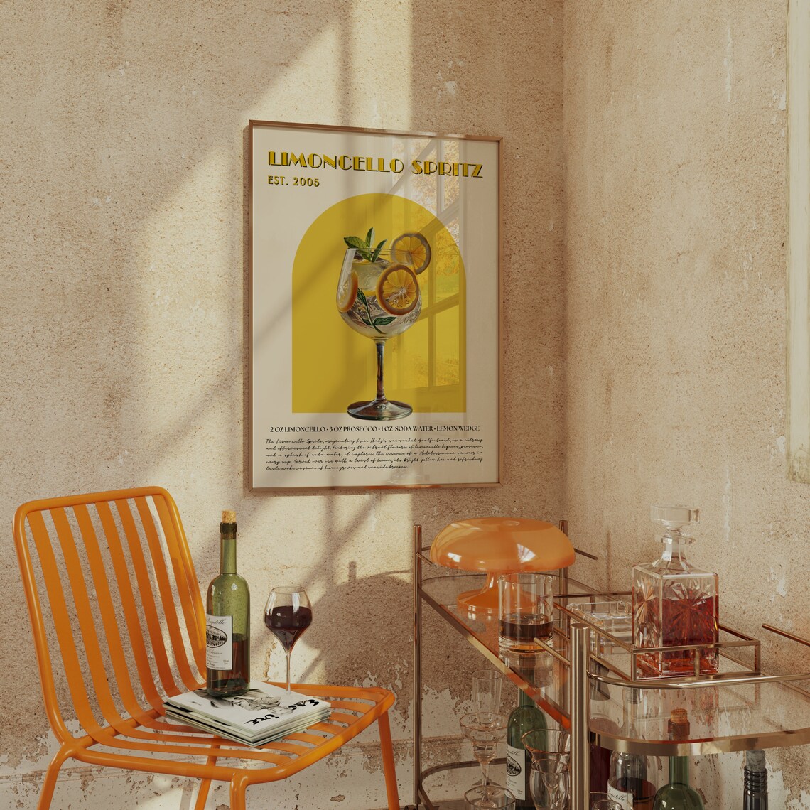 Limoncello Spritz Cocktail Poster - Italian Aesthetic Bar Cart Wall Art ...