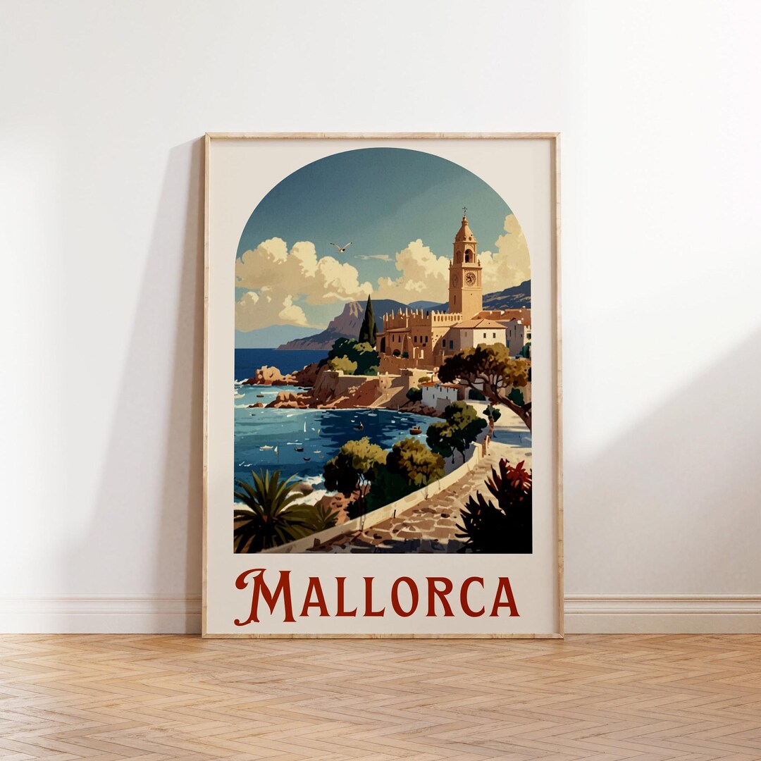 Mallorca Wall Art, Retro Mallorca Poster, Mallorca Art Print, Wedding ...
