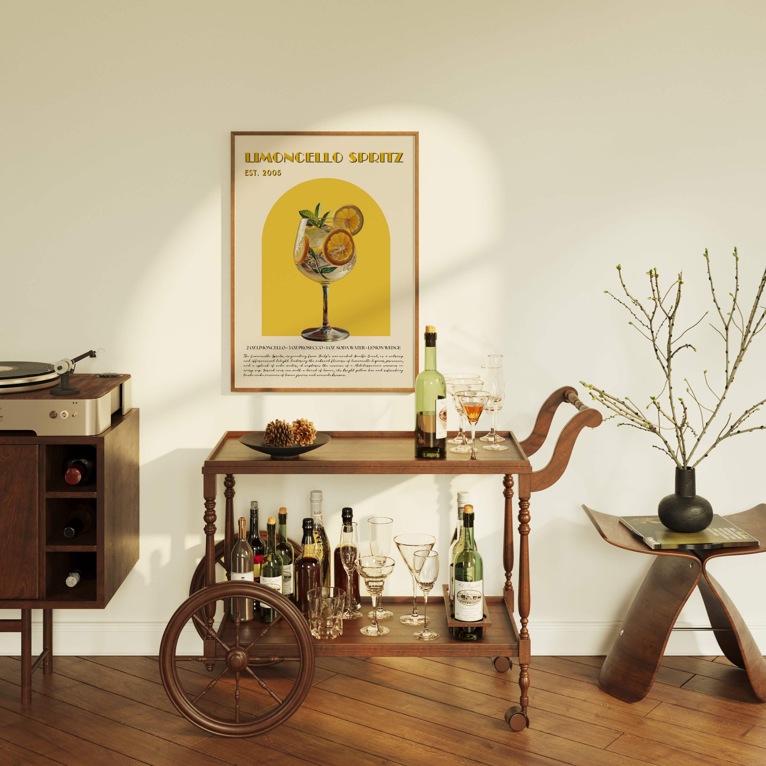 Limoncello Spritz Cocktail Poster - Italian Aesthetic Bar Cart Wall Art ...