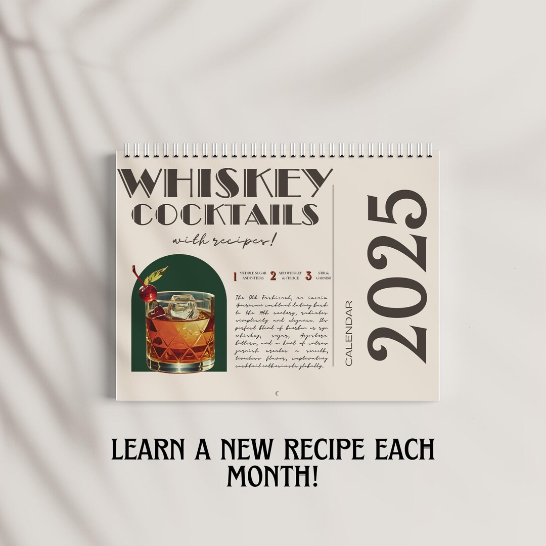 2025 Wall Calendar, Whiskey Cocktail Calendar 2025, Unique Bourbon ...