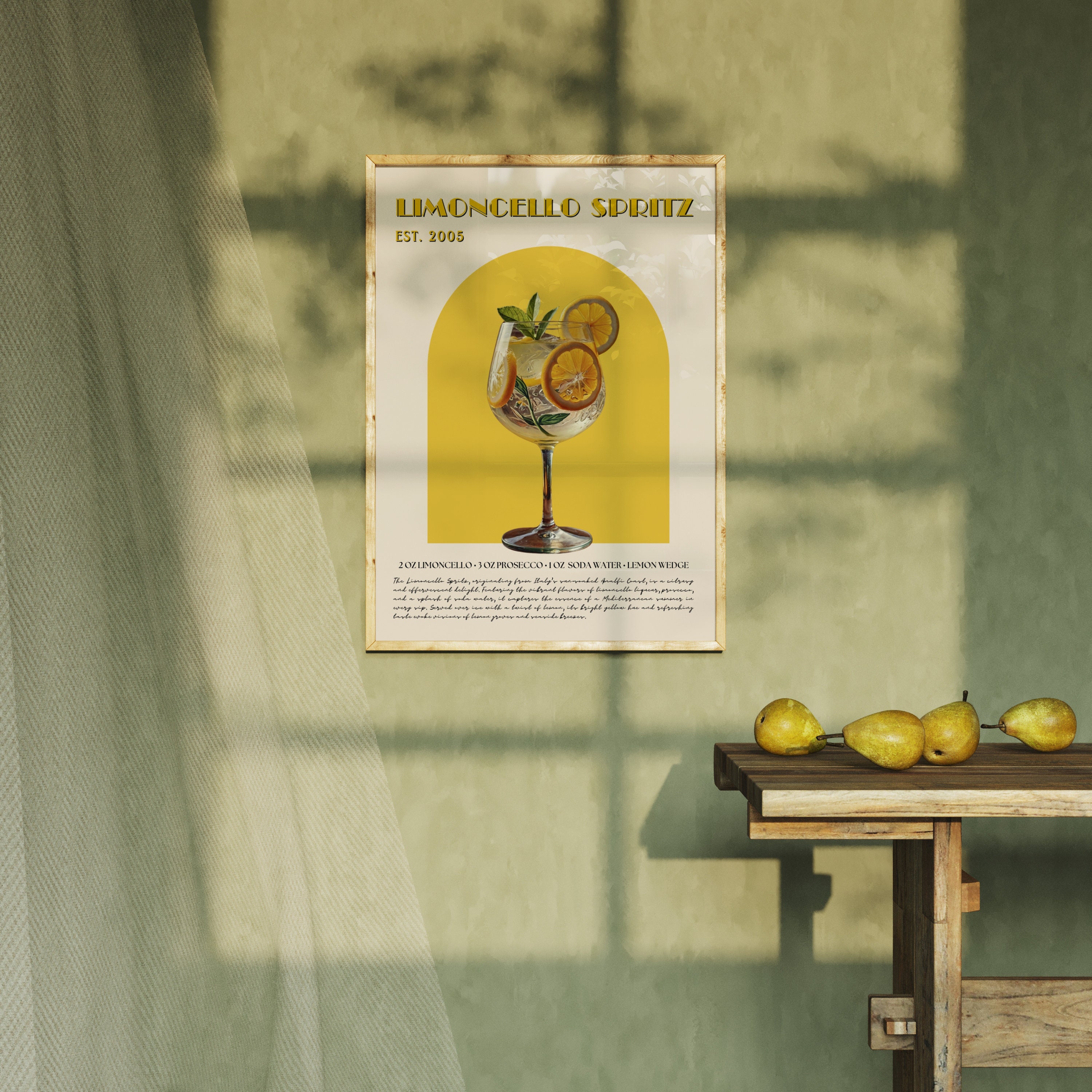Limoncello Spritz Cocktail Poster - Italian Aesthetic Bar Cart Wall Art ...