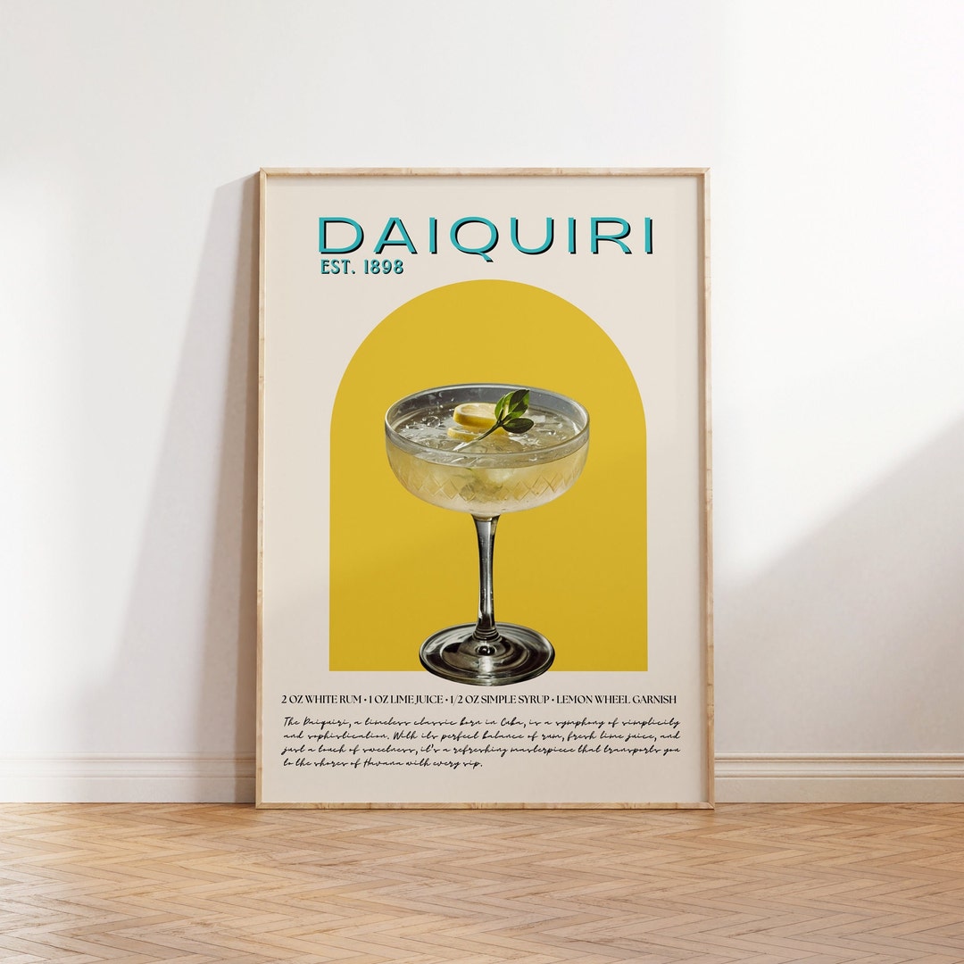 Daiquiri Wall Art, Signature Wall Art, Bar Cart Wall Art, Bar Cart ...