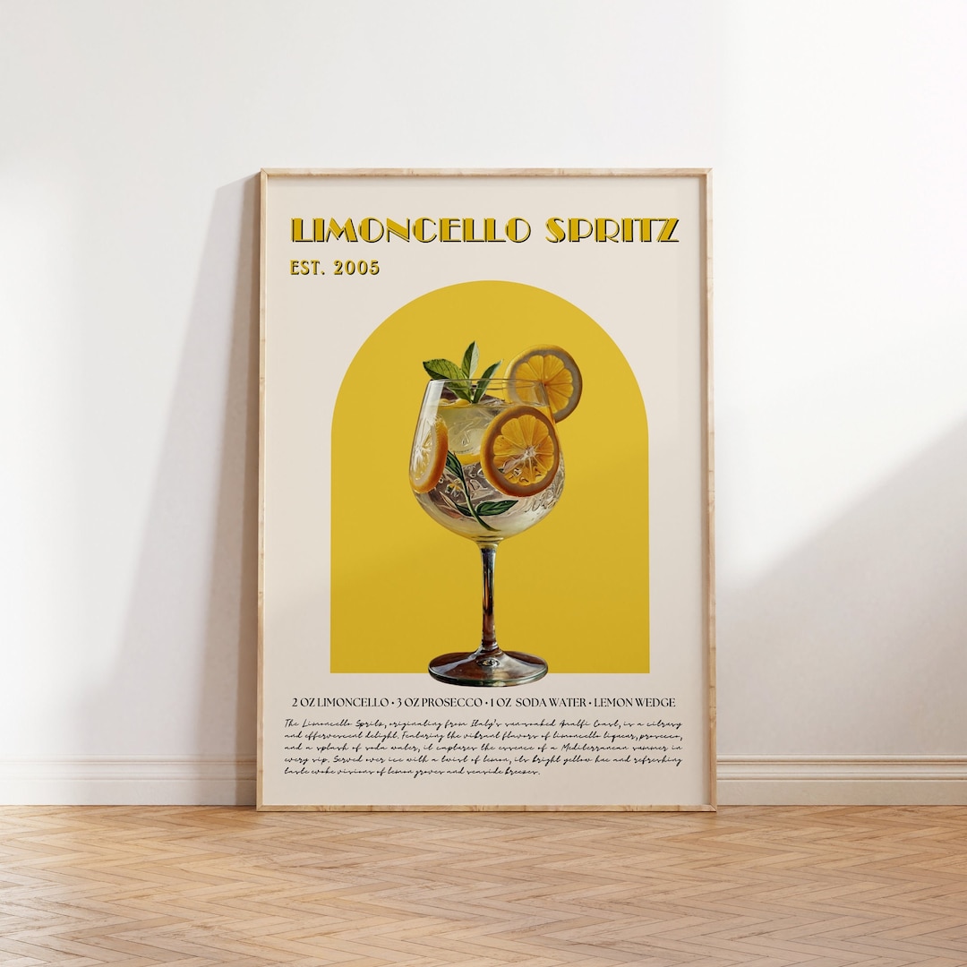 Limoncello Spritz Wall Art, Limoncello Retro Bar Poster, Gift for ...